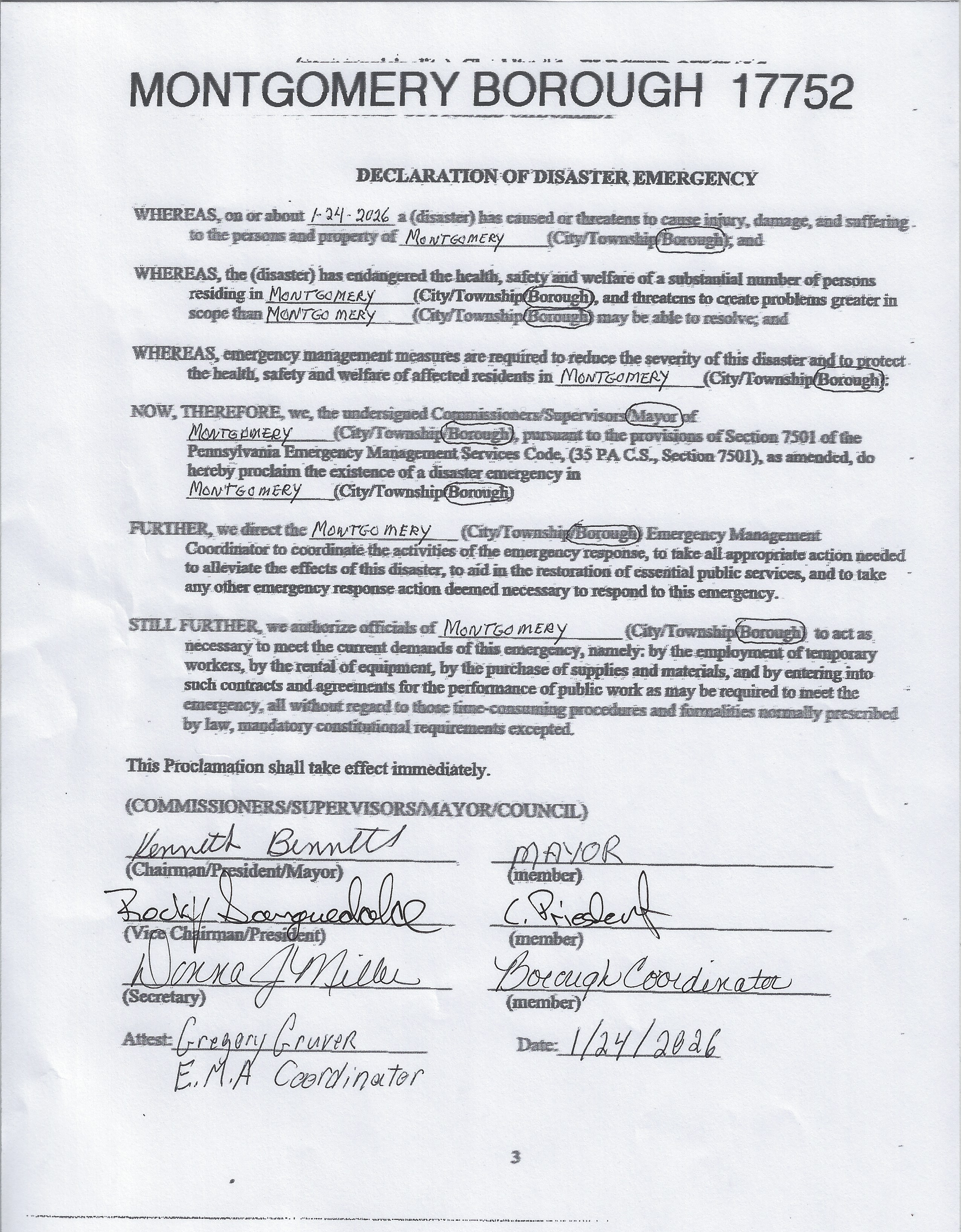 Disaster Declaration